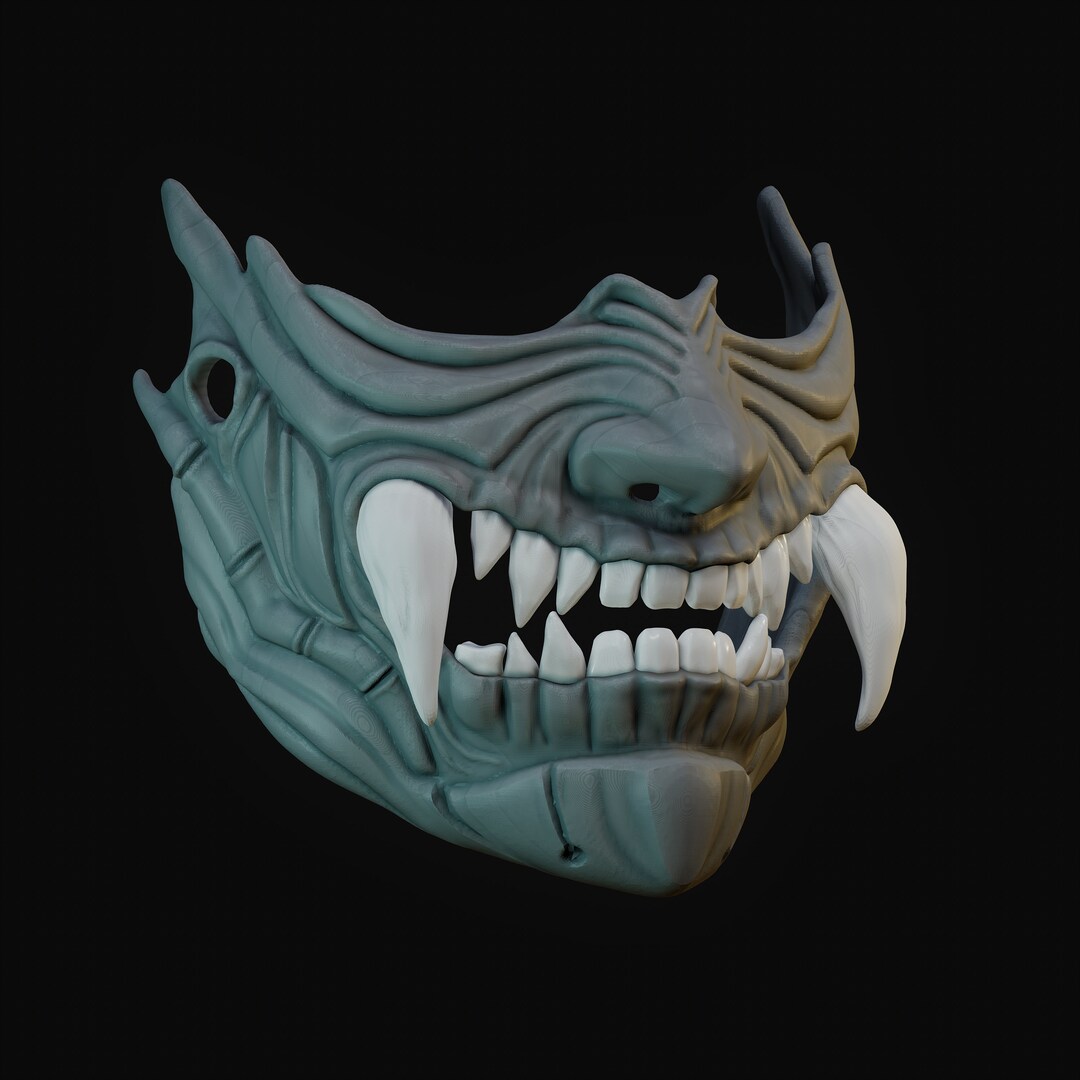 Oni Mask 15 Demon Half Face 3D Printing File Stl - Etsy