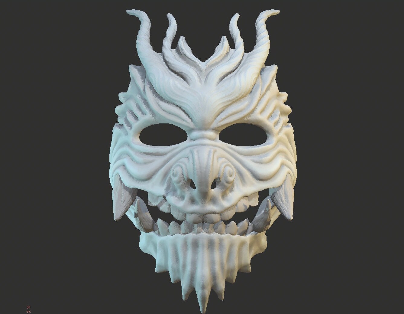 Oni Mask 2 Demon Full Face 3D Printing File Stl - Etsy