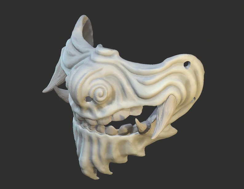 Oni Mask 2 Demon Half Face 3D Printing File Stl - Etsy