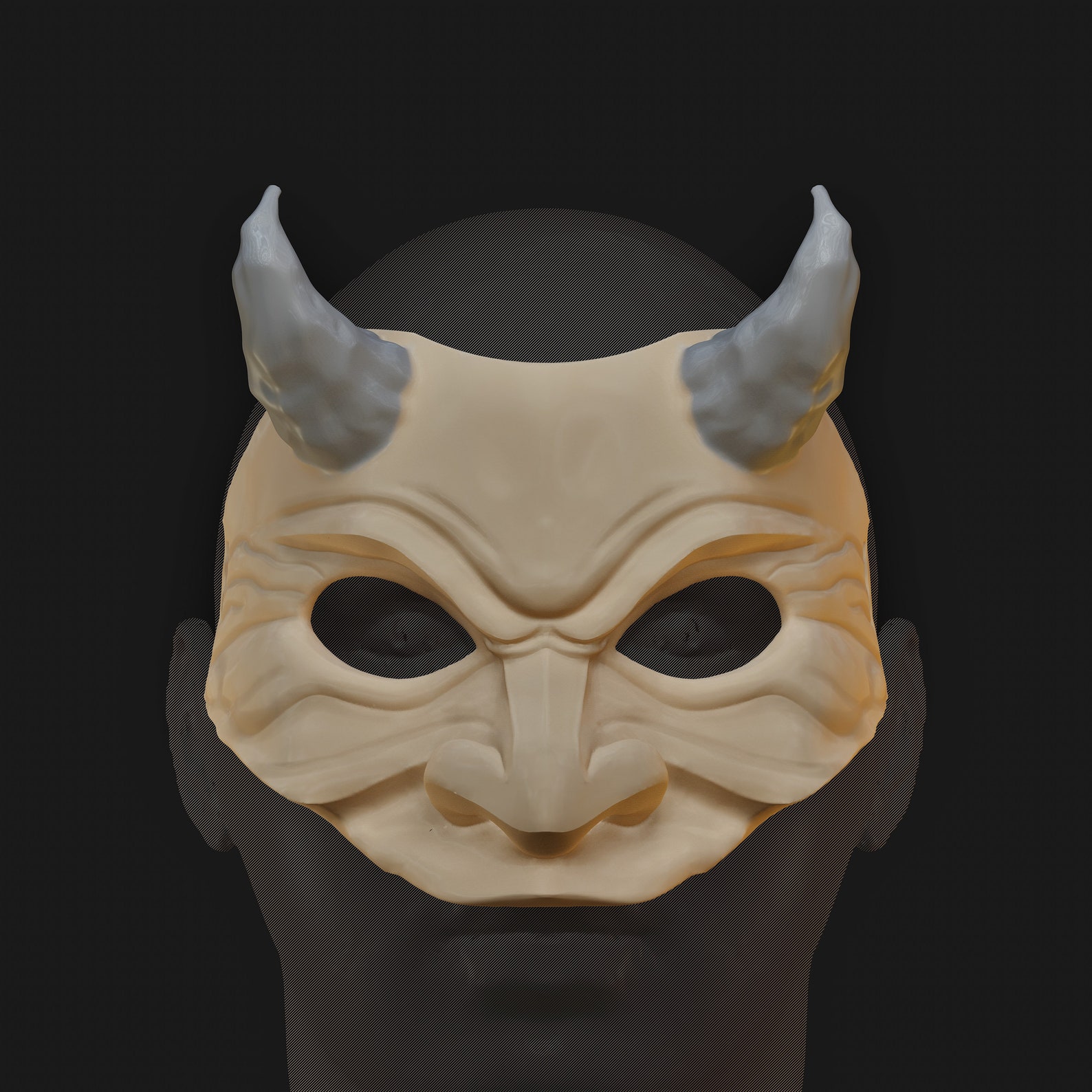 Oni Mask 9 Half Face 3D Printing File Stl - Etsy