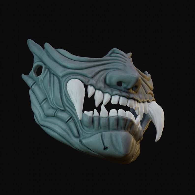 Oni Mask 15 Demon Half Face 3D Printing File Stl - Etsy