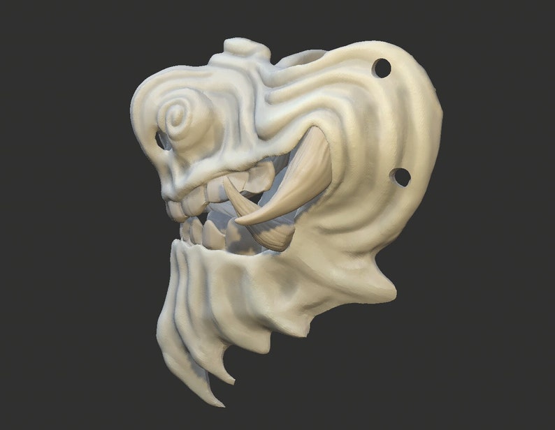 Oni Mask 2 Demon Half Face 3D Printing File Stl - Etsy