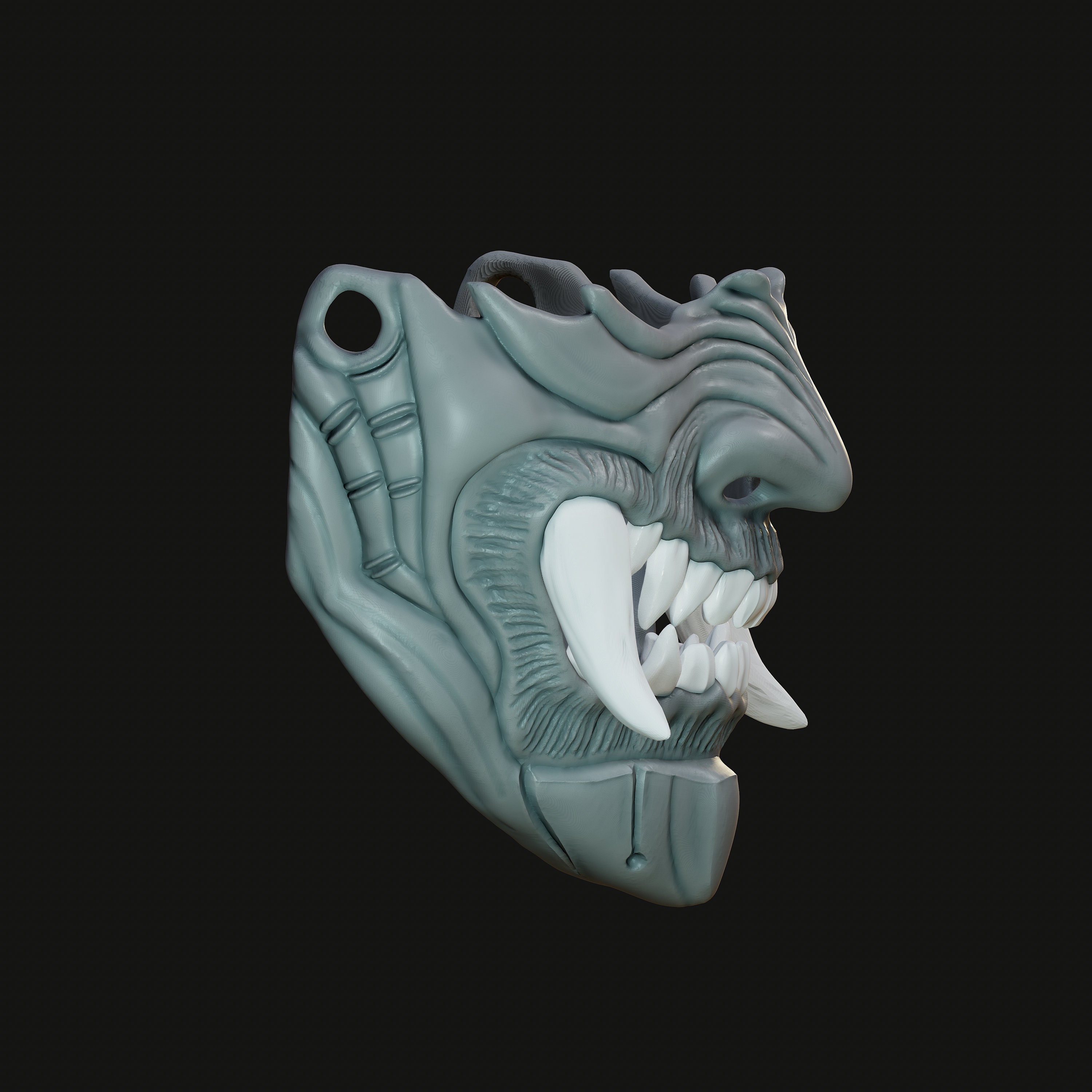 Wearable Oni Mask 14 Demon Half Face Fang 3d Print Stl File - Etsy