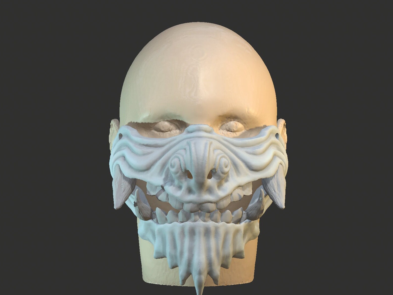 Oni Mask 2 Demon Half Face 3D Printing File Stl - Etsy