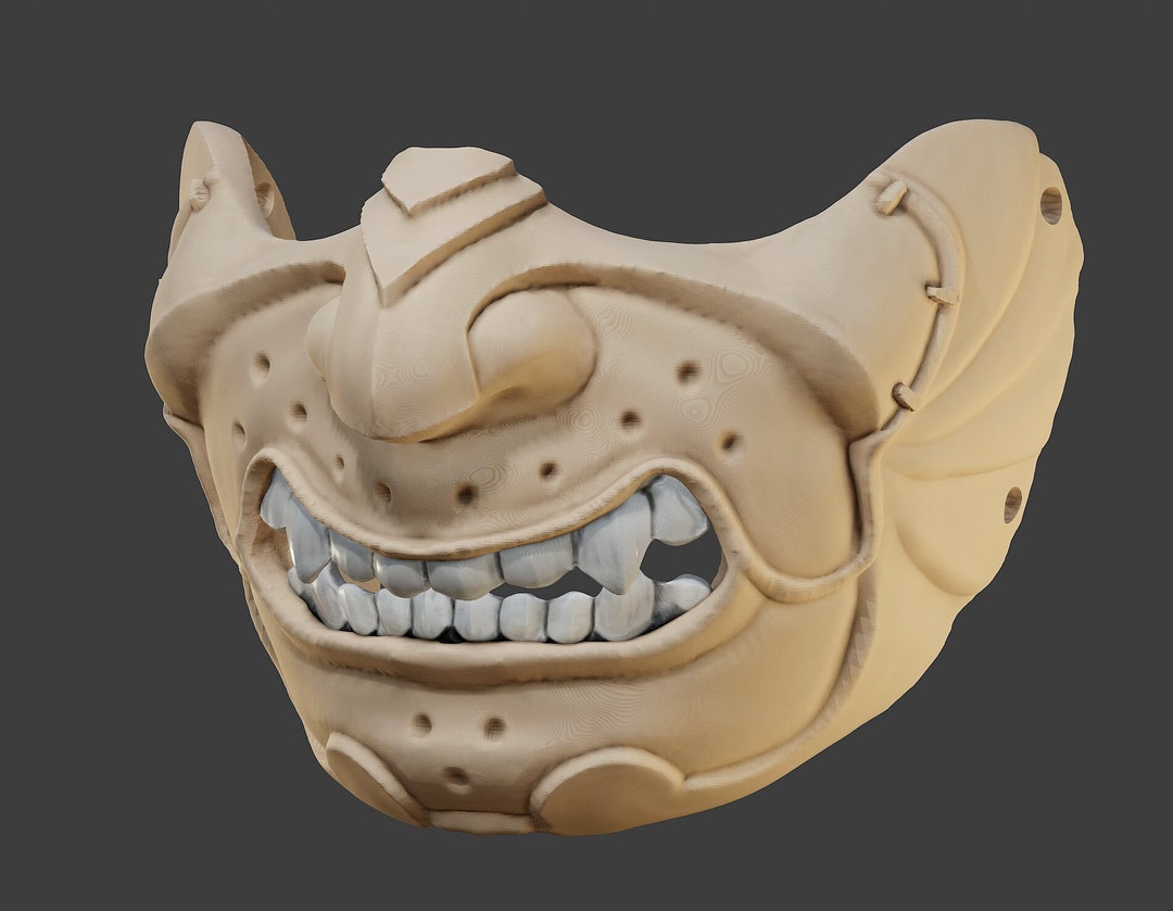 Oni Mask 11 Demon Half Face 3D Printing File Stl - Etsy