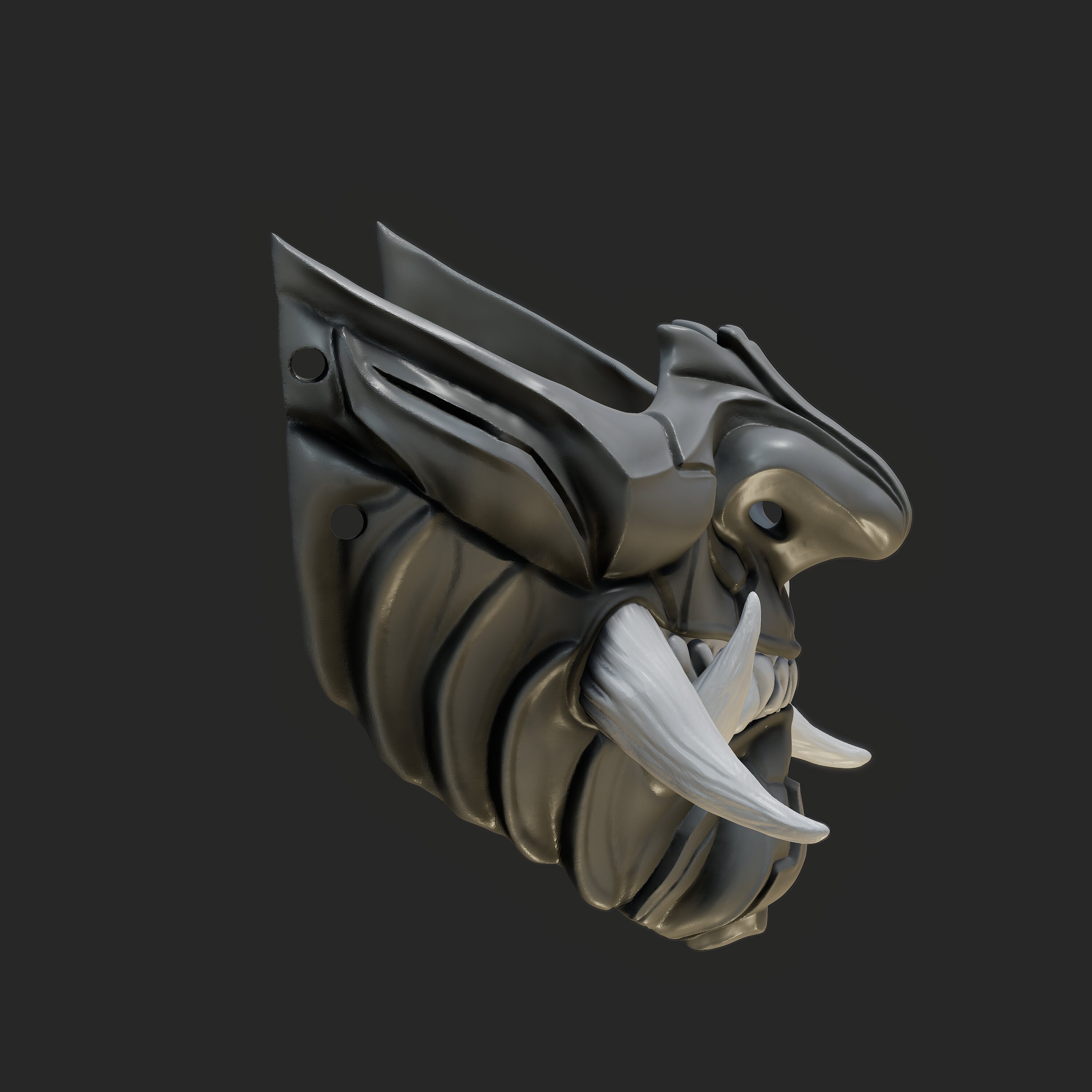 Oni Mask 16 Demon Half Face 3d Print Stl File - Etsy