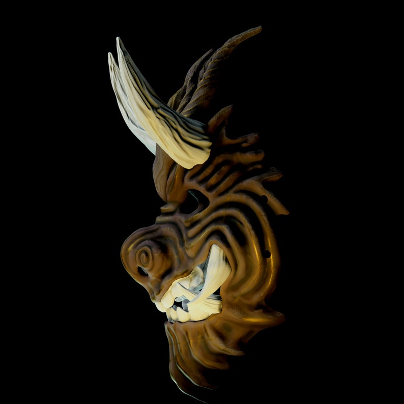 Oni Mask 2 Dragon Horn Full Face 3D Printing File Stl - Etsy