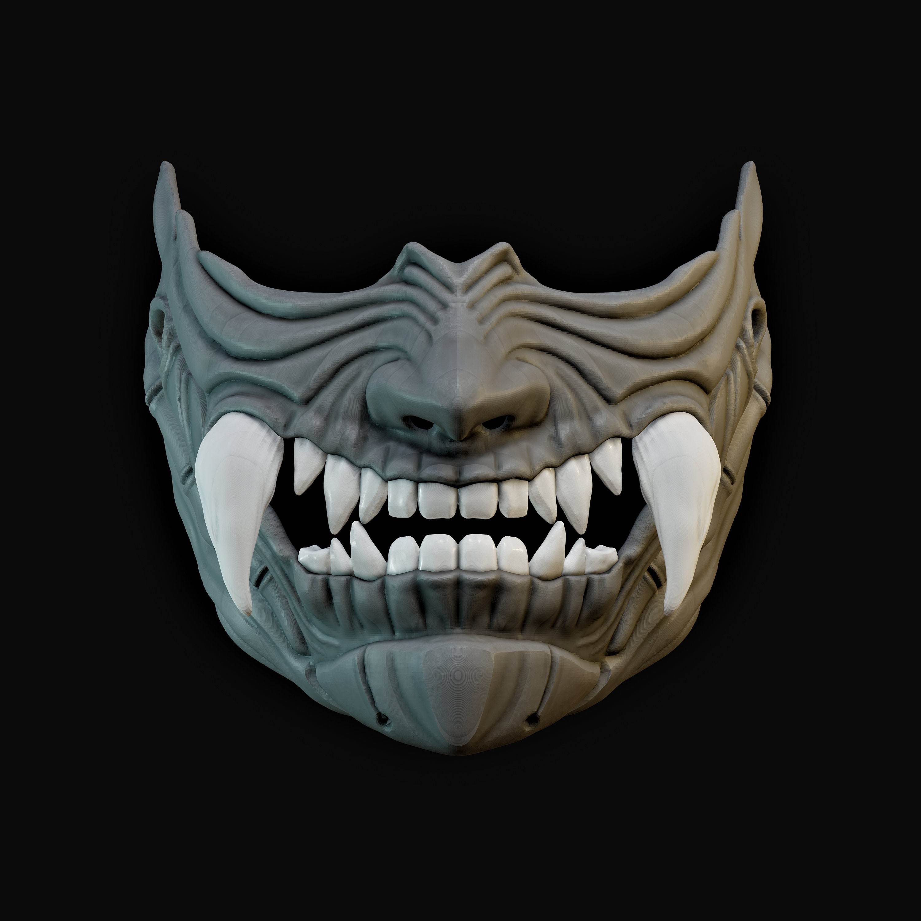 Oni Mask 15 Demon Half Face 3D Printing File Stl - Etsy