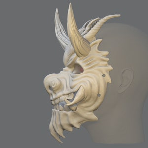 Oni Mask 2 Dragon Horn Full Face 3D Printing File Stl - Etsy