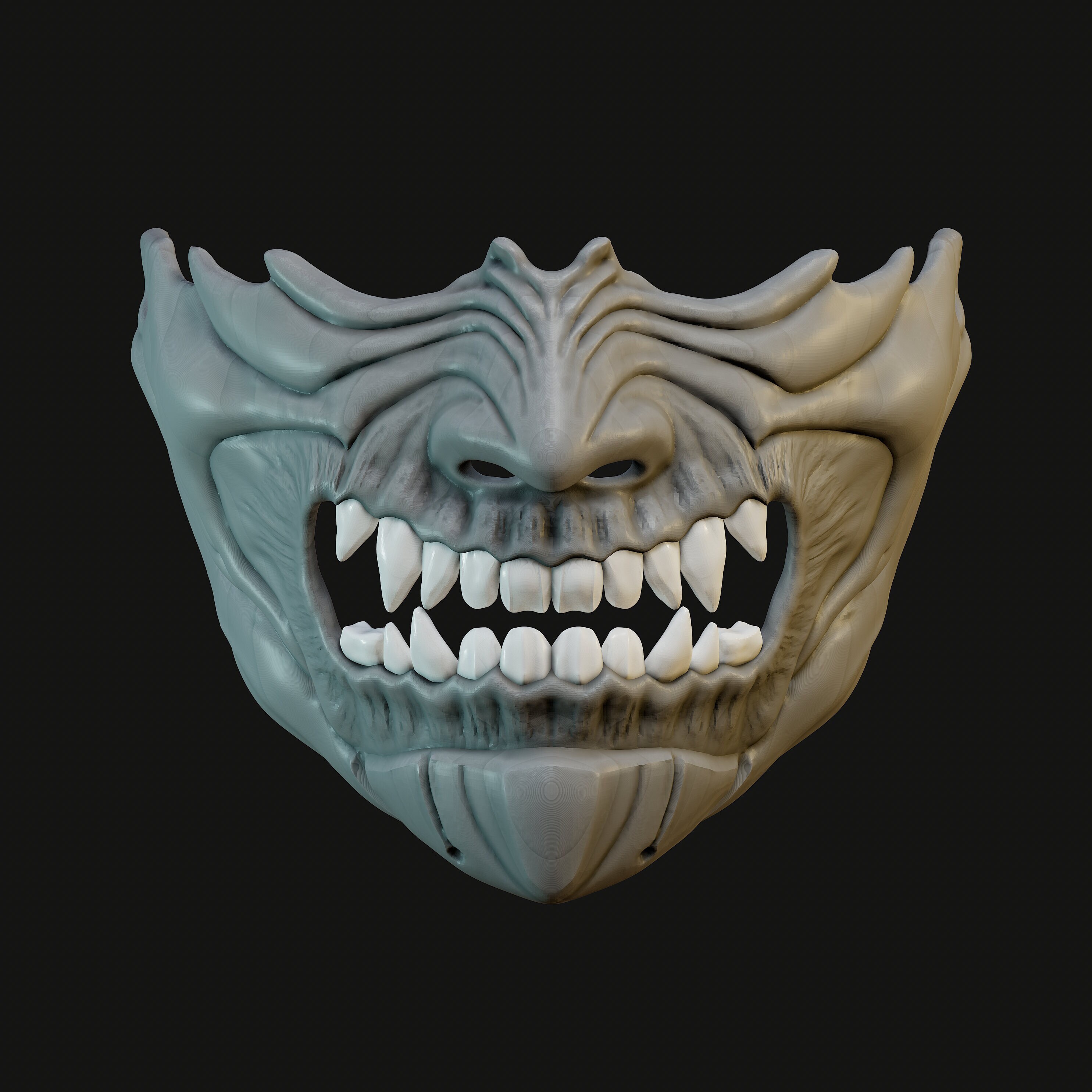 Oni Mask 14 Demon Half Face 3d Print Stl File - Etsy
