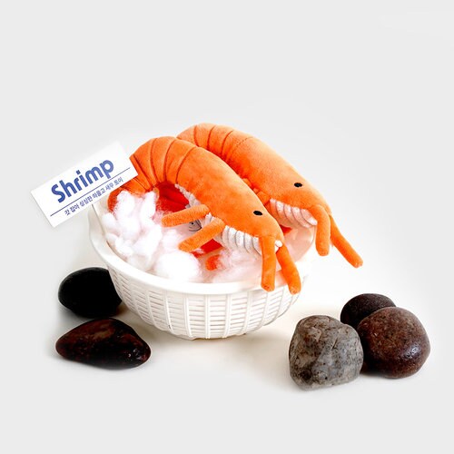 HOWLPOT Shrimp Squeaky Chew Dog Toys Puppy Seafood Entertain Playtime ...
