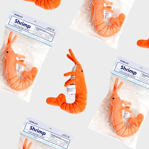 HOWLPOT Shrimp Squeaky Chew Dog Toys Puppy Seafood Entertain Playtime ...