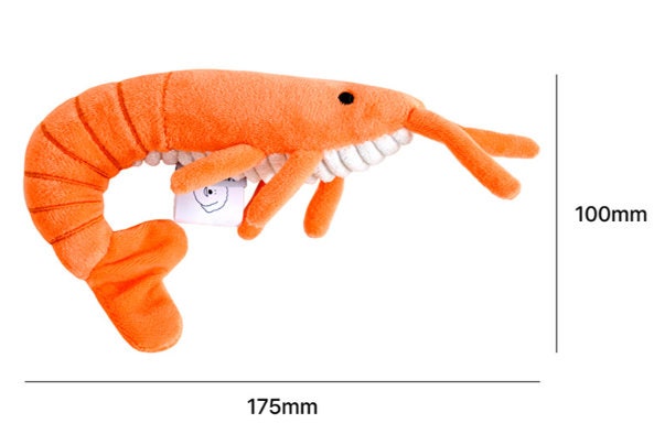HOWLPOT Shrimp Squeaky Chew Dog Toys Puppy Seafood Entertain Playtime ...