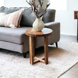 Round Accent Side End Table - Handmade With Solid Hardwood and All Wood ...