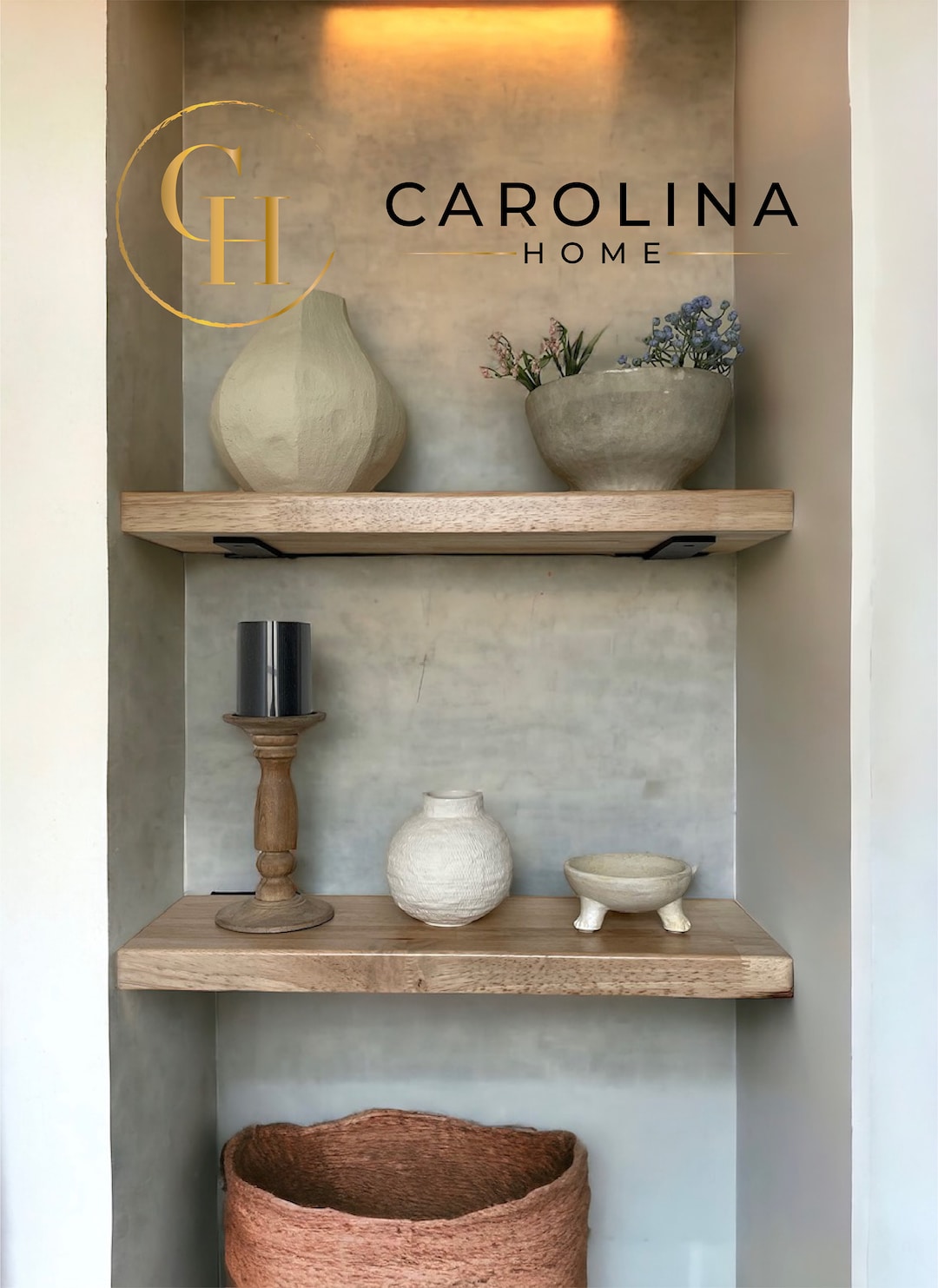 Premium Floating Shelves by Carolina Home Solid Eco Friendly Hardwood ...