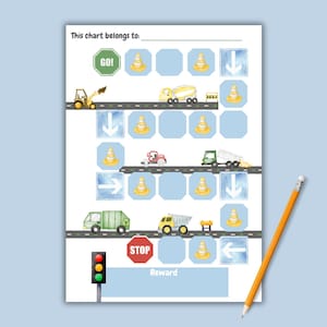 Construction Reward Chart Digger Chart Printable Reward Chart Behaviour ...