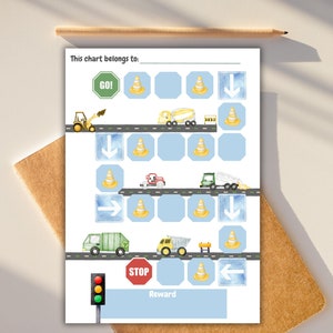 Construction Reward Chart Digger Chart Printable Reward Chart Behaviour ...