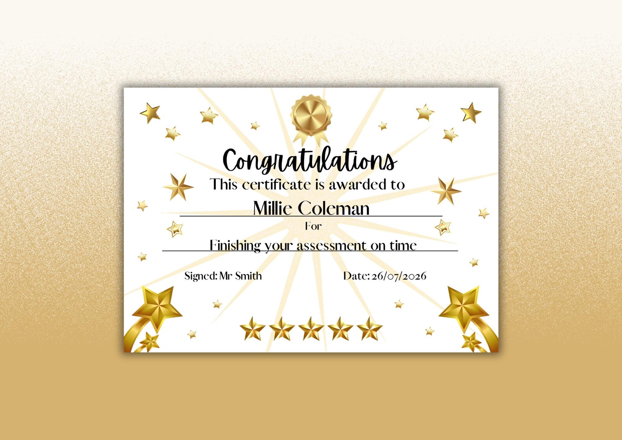 Star Of The Term Certificate