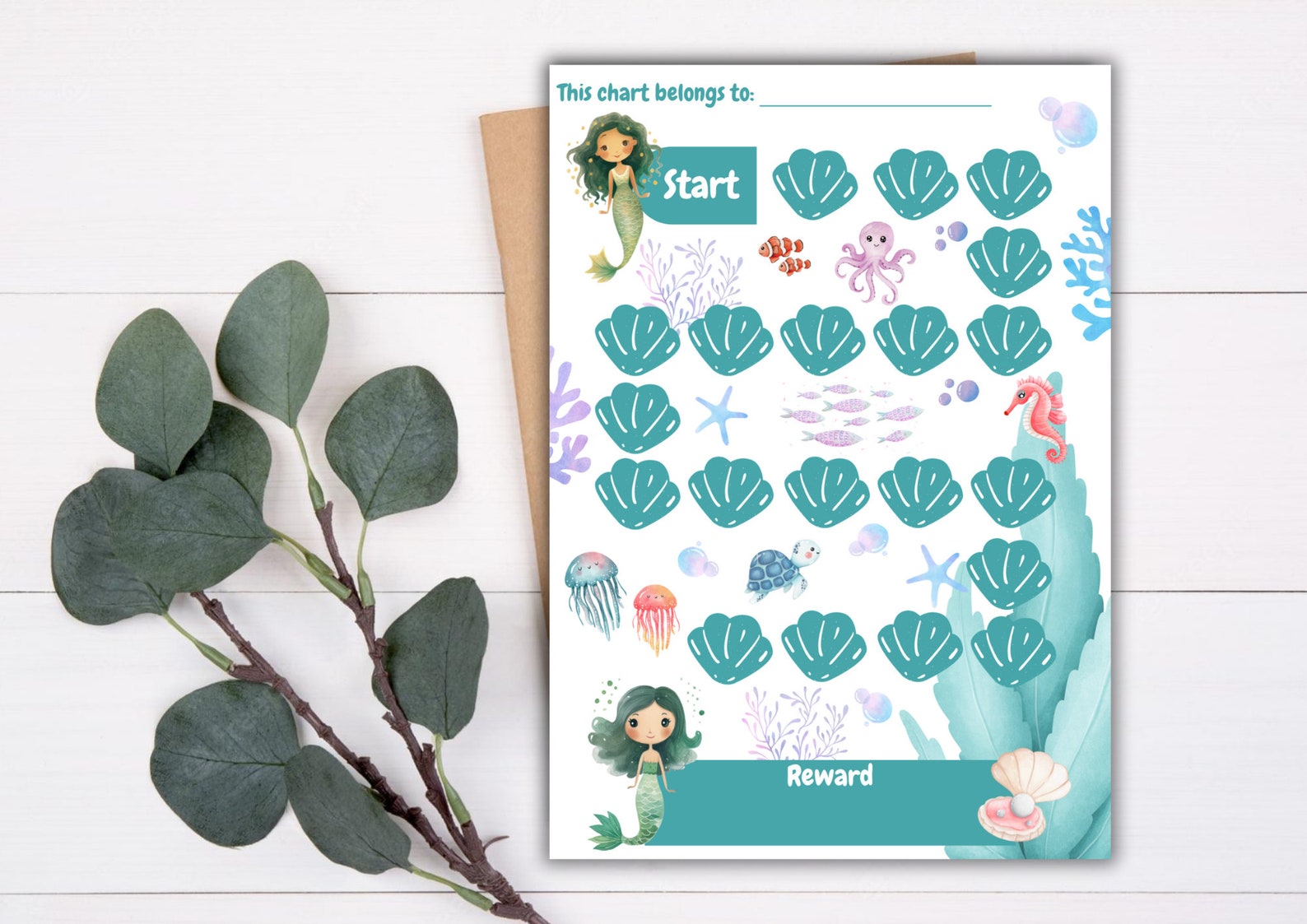Mermaid Printable Reward Chart Mermaid Under the Sea Rewards Chart ...