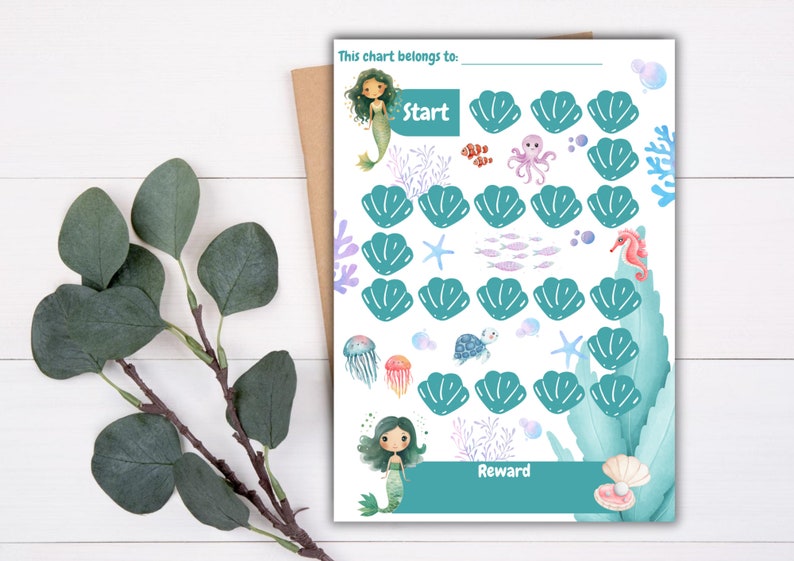 Mermaid Printable Reward Chart Mermaid Under the Sea Rewards Chart ...