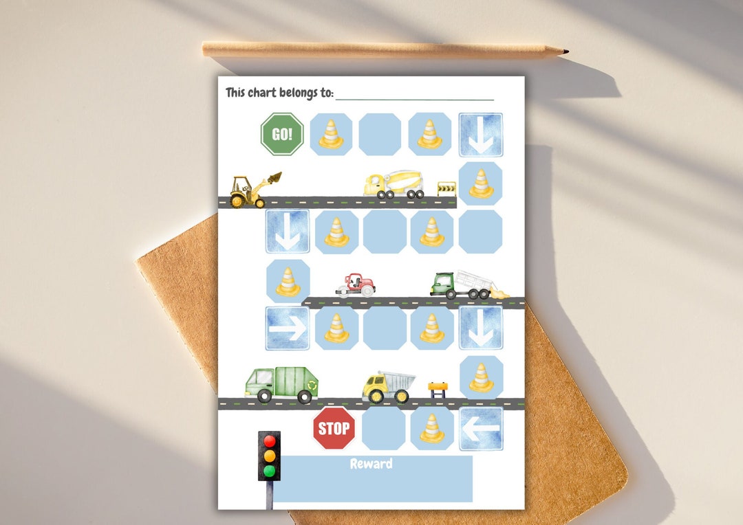 Construction Reward Chart Digger Chart Printable Reward Chart Behaviour ...