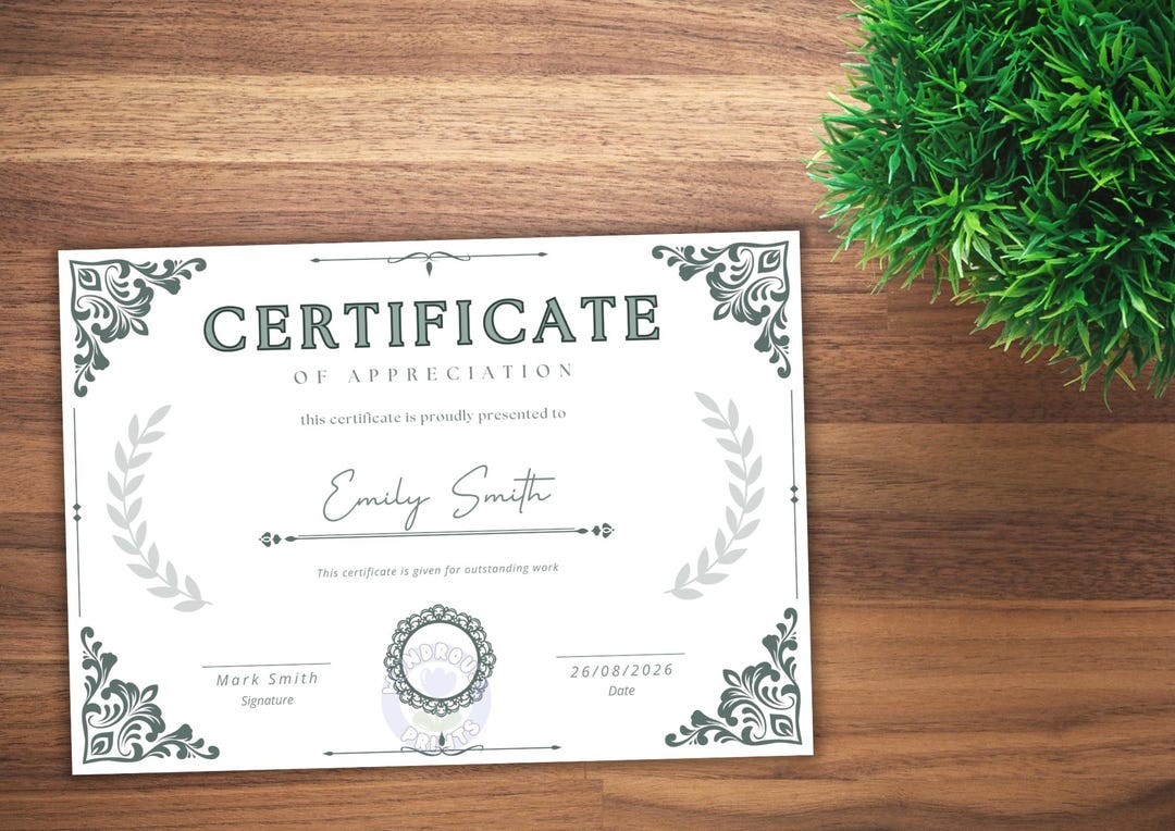 Certificate of Appreciation Template Printable, Editable Printable ...