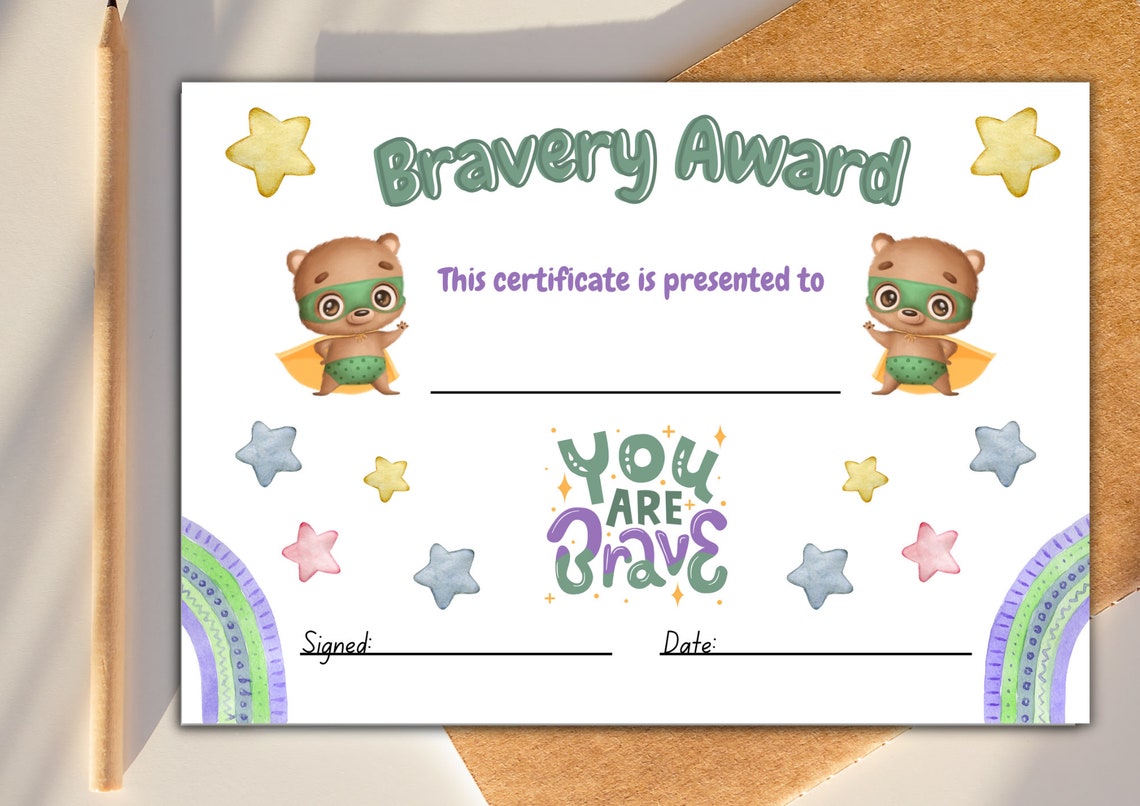 Bravery Award Certificate Back to School Bravery Award Certificate ...