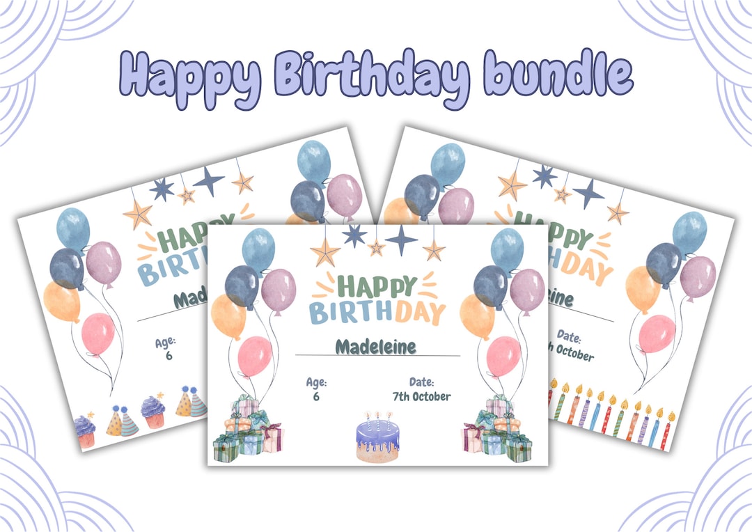 Birthday Gift Certificate Bundle Birthday Award Printable, Downloadable ...