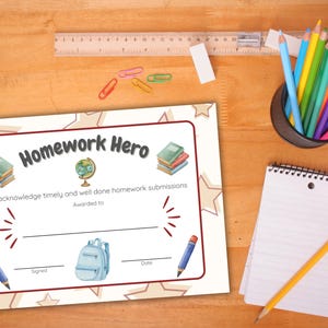 Homework Hero Certificate Congratulations Award Homeschooling Printable ...
