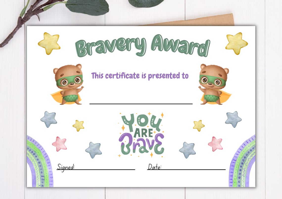 Bravery Award Certificate Back to School Bravery Award Certificate ...