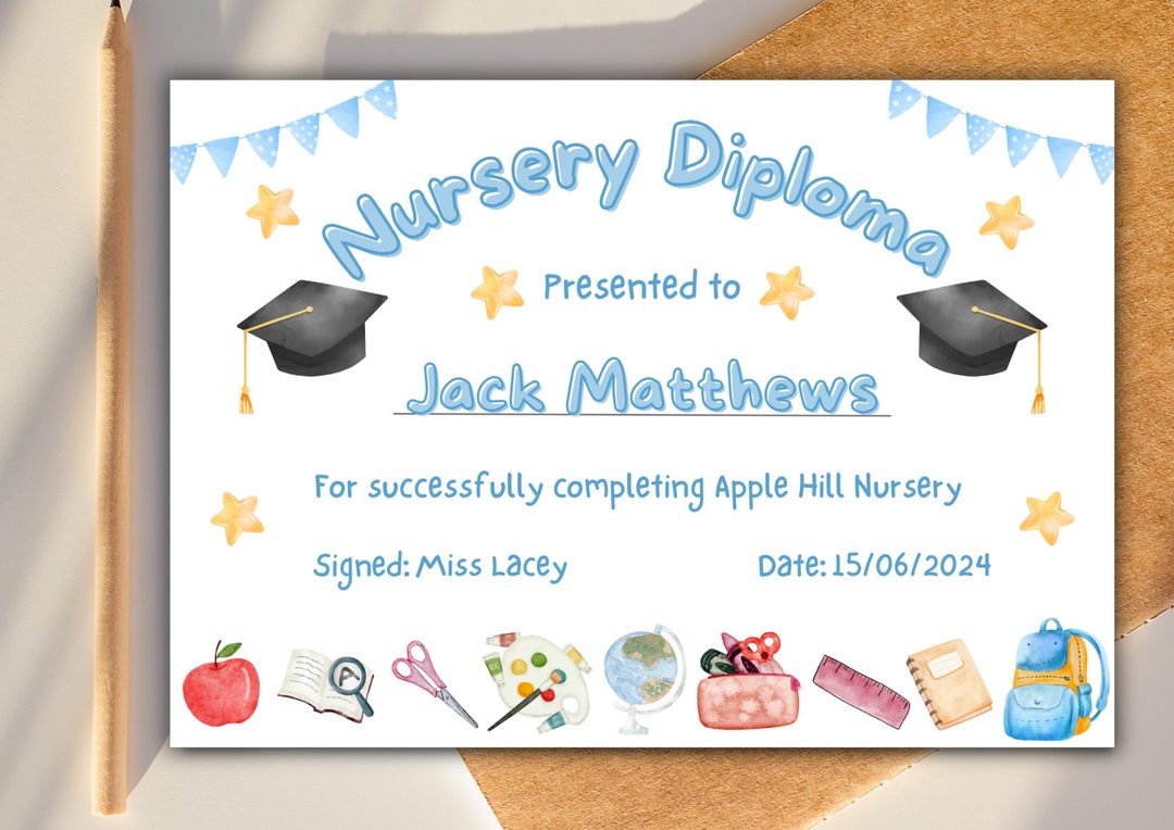 Personalised Nursery Graduation Certificate Congratulations for ...