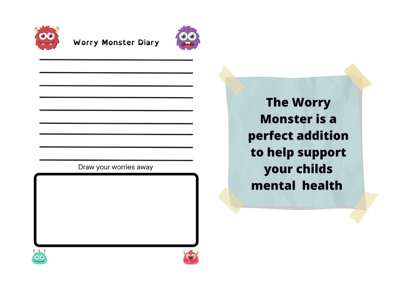 Worry Monster Printable Sheets Educational Downloadable Work - Etsy UK