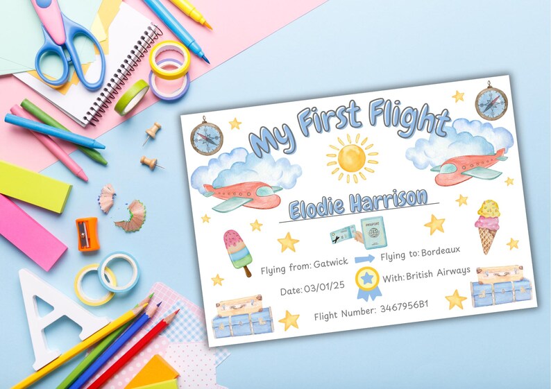 My First Flight Personalised Certificate, Congratulations, Well Done ...