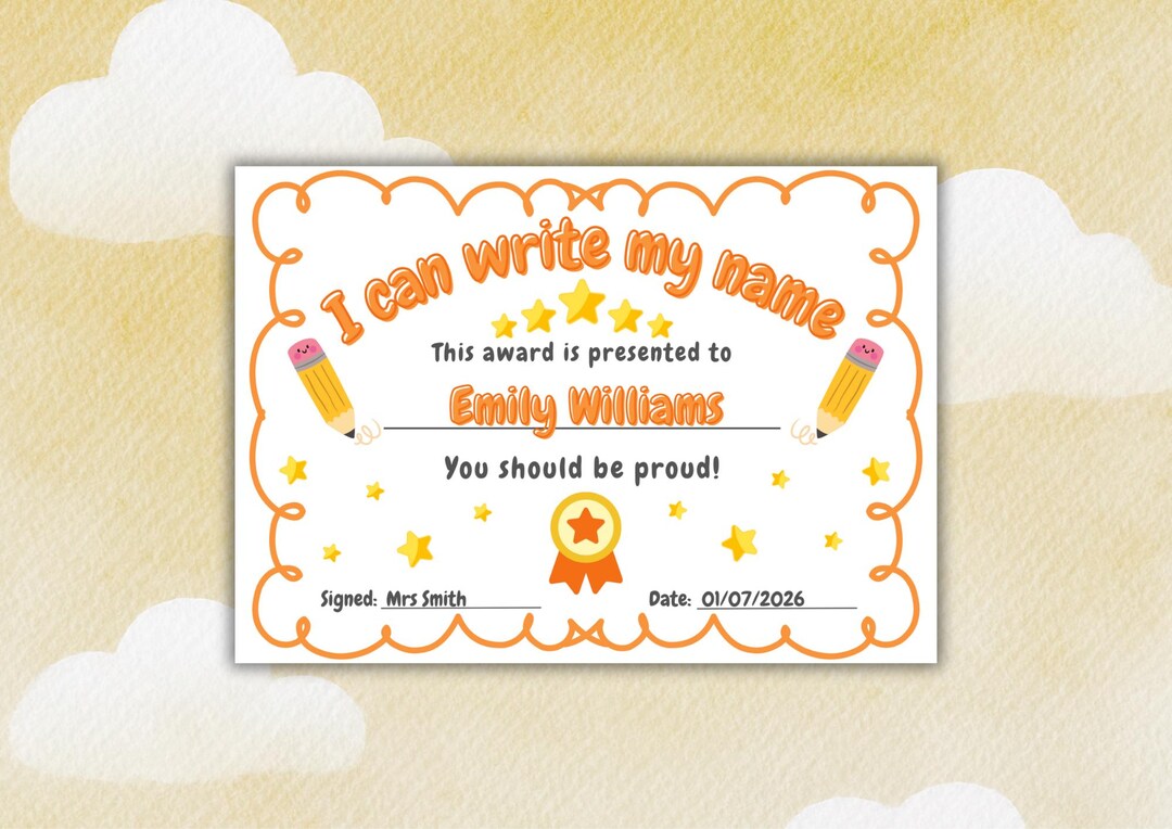 Personalised Write My Name School Certificate, Printable for Kids ...