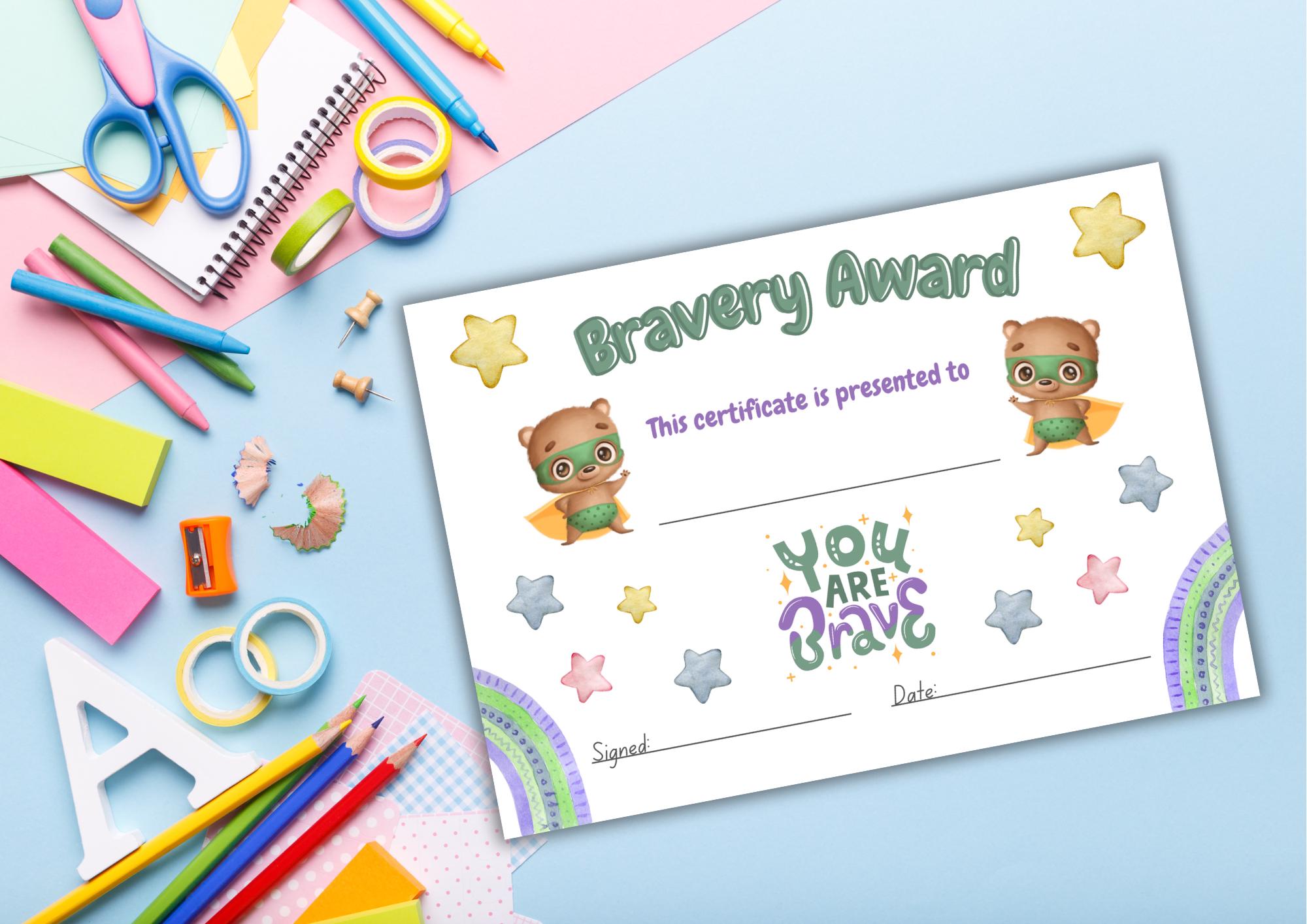 Personalised Bravery Award Certificate, Printable Recognition for Kids ...