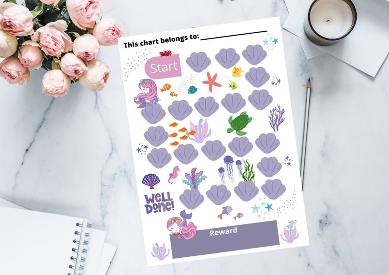 Mermaid Printable Reward Chart Mermaid Under the Sea Rewards - Etsy