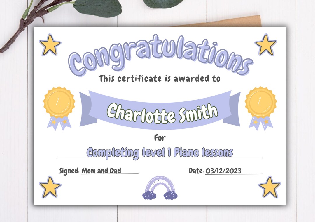 Certificate Template Congratulations Children's Certificate of ...