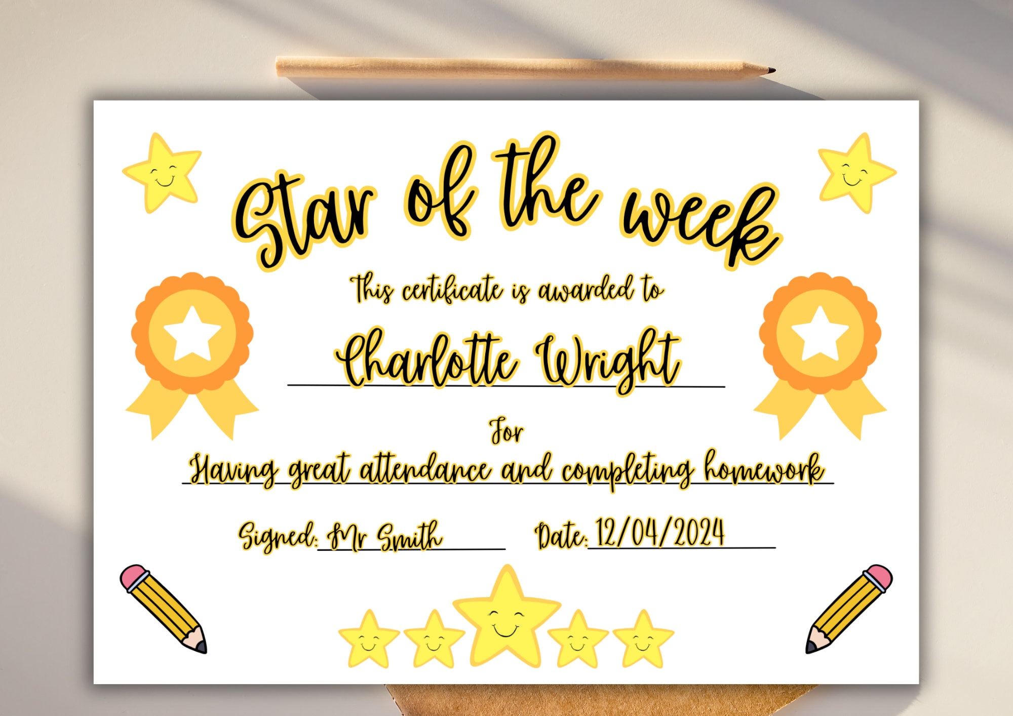 Free Printable Star Of The Week Certificate Template - FREE Templates