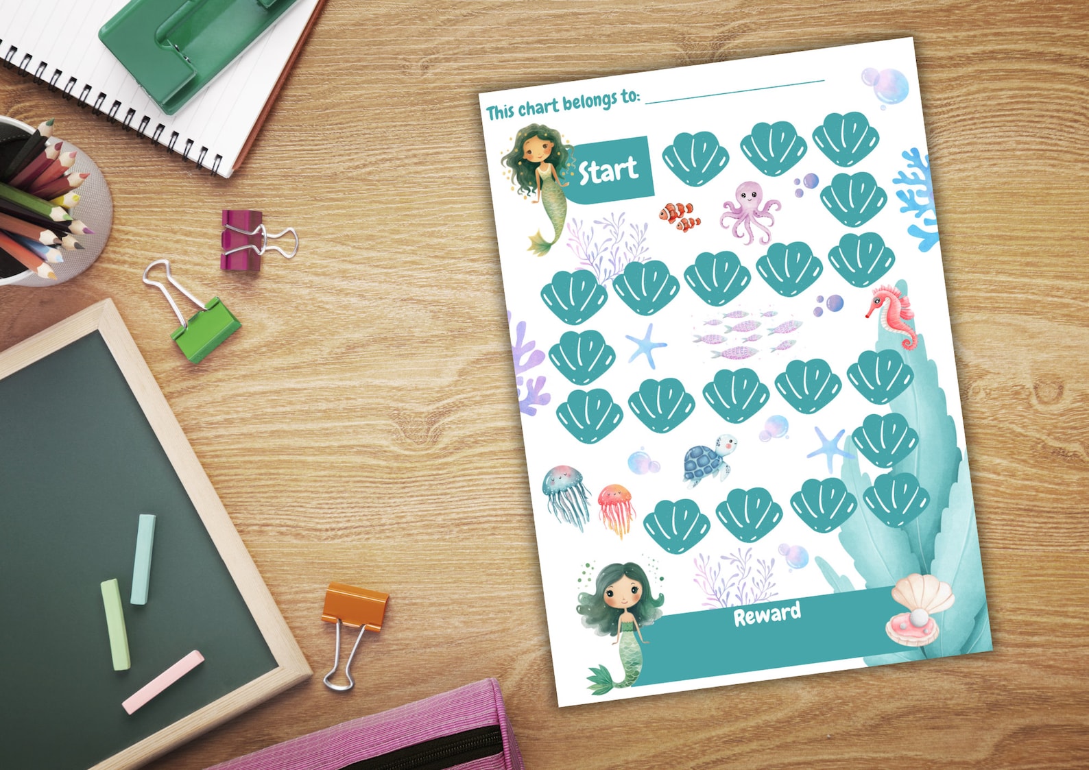 Mermaid Printable Reward Chart Mermaid Under the Sea Rewards Chart ...