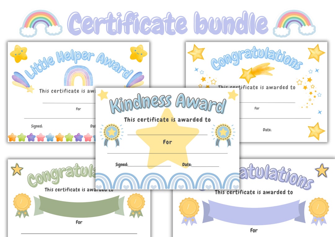 Kids Certificate Bundle Download Congratulations Award Digital ...