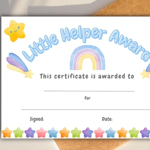 Little Helper Award Personalised Certificate Template Certificate of ...