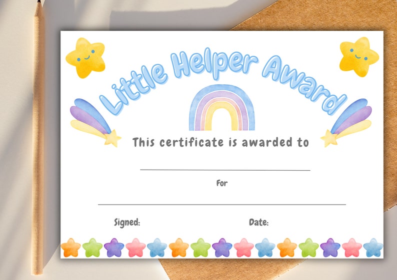 Little Helper Award Personalised Certificate Template Certificate of ...