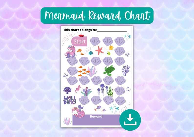Mermaid Printable Reward Chart Mermaid Under the Sea Rewards - Etsy