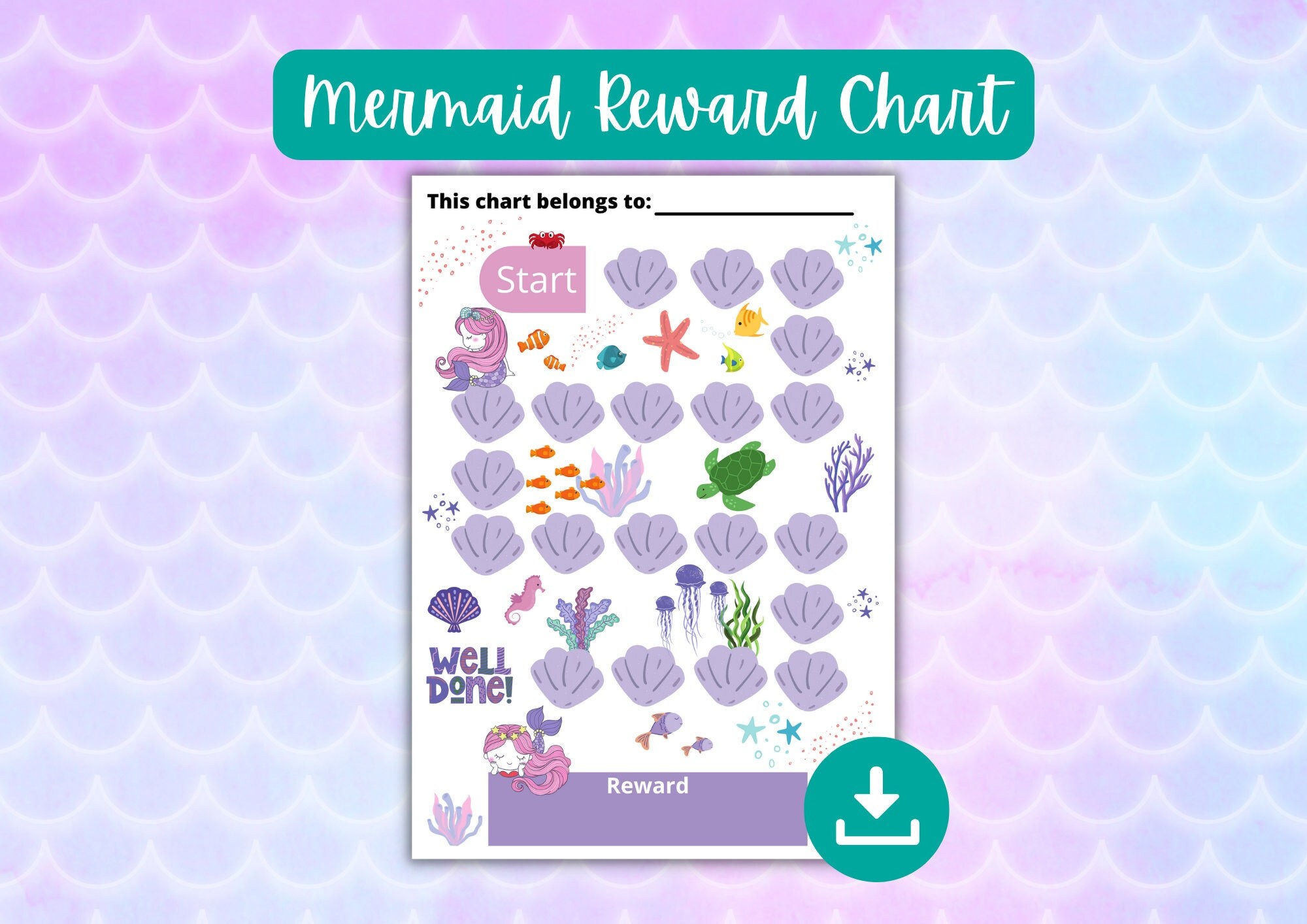 Mermaid Printable Reward Chart Mermaid Under the Sea Rewards - Etsy