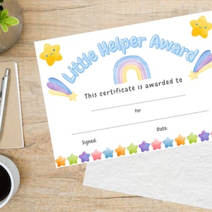 Little Helper Award Personalised Certificate Template Certificate of ...