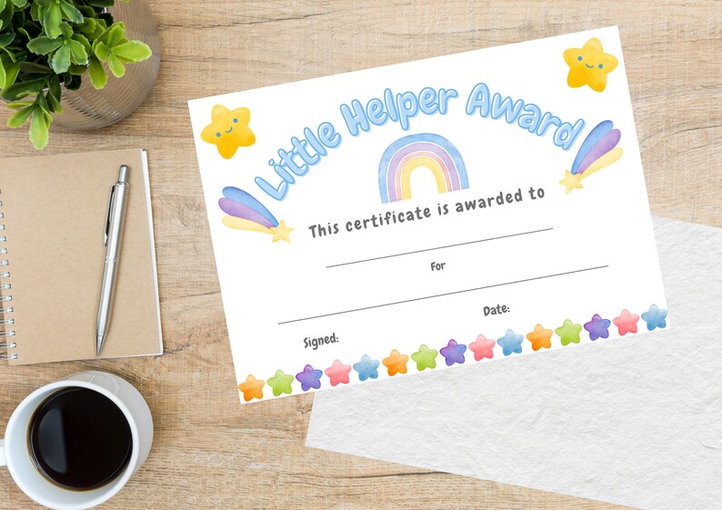 Little Helper Award Personalised Certificate Template Certificate of ...