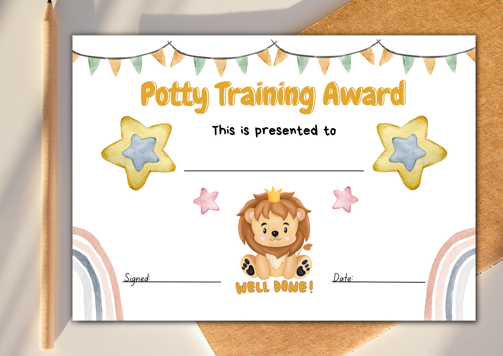 Personalised Potty Training Certificate Well Done Award Certificate ...