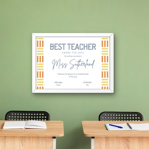 Personalised Teacher Gift Certificate of Achievement Well Done Teacher ...