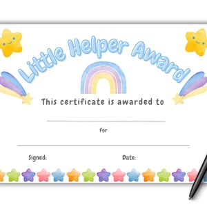 Little Helper Award Personalised Certificate Template Certificate of ...