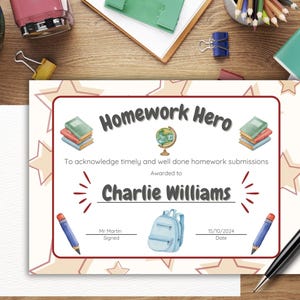 Homework Hero Certificate Congratulations Award Homeschooling Printable ...